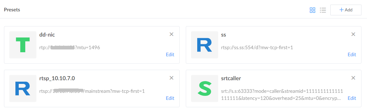 Manage Inputs Streams - Control Hub Documentation